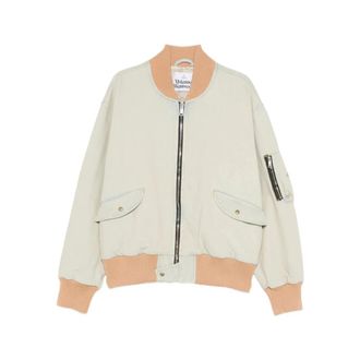 Vivienne Westwood Bomberjacke mit Rei&szlig;verschluss und geripptem Besatz - - Jackets - Herren - Beige - M