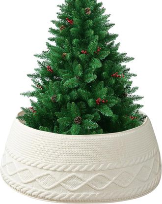 Generic Weihnachtsbaum Stand Cover - Strickte Ferien Base Collar, Bauernhouse Stil Rustikale Dekoration | Gemütliche Wintereingabedekorationen, handgefertigte
