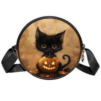 Generic Petit sac &agrave; bandouli&egrave;re rond pour femme, petit sac &agrave; bandouli&egrave;re avec fermeture &eacute;clair et bretelles r&eacute;glables style d&eacute;contract&eacute; pour femmes et filles