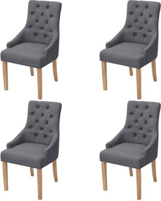 Festnight 4er-Set Esszimmerstuhl Essstuhl Eichenholzbeine Küchenstühle Esszimmerstühle Stuhlset Sitzgruppe Stoffpolster 52x60x95,5cm Dunkelgrau