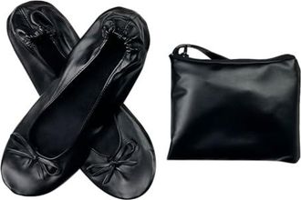 Minetom Ballerines Pliables Femmes Filles Confortable Pantoufle de Ballet Décontractées Plates Flats Danse Chaussures avec Sac A Noir 41/42 EU