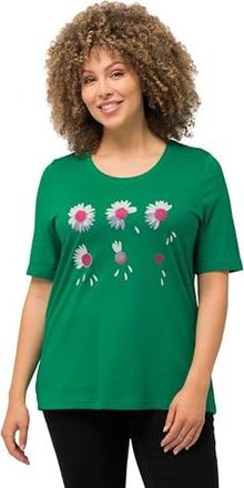 Ulla Popken T- Shirt Magie des Fleurs, Vert émeraude, 54-56 Femme