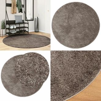vidaXL Vidaxl - Teppich istan Hochflor Glänzend Grau ø 160 cm - Weicher Teppich - Hochflor - Kunstfell - Grau - Rutschfest - Home & Living