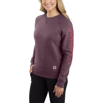 Carhartt Work in Progress Damen Relaxed Fit Midweight Crewneck Block Logo Sleeve Graphic Sweatshirt, BlackBerry Heather, XL EU
