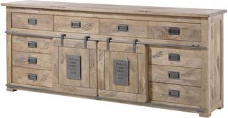 Massivmoebel24 Buffet en bois de manguier 220x45x90, vernis beige, railway 392