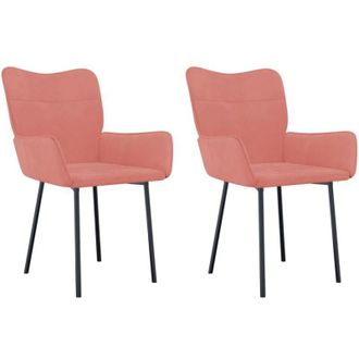 vidaXL Prolenta Premium Esszimmerst&uuml;hle 2 Stk. Rosa Samt