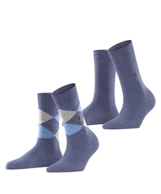 Burlington Damen Socken Everyday Mix Multipack W So Baumwolle gemustert 2 Paar, Blau Light Denim 6660, 36-41