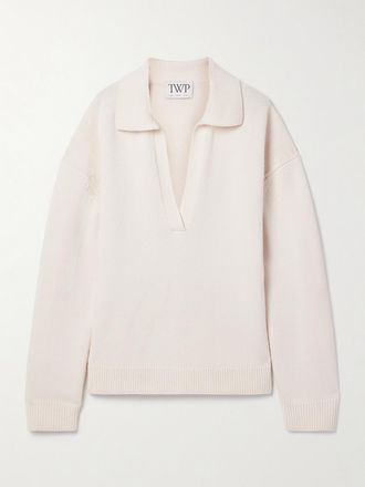 TWP Pull Façon Polo En Cachemire - Ivoire