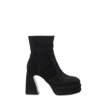 Jeannot Femme, Chaussures, Noir, Taille: 38 EU Bottines en Daim Noir à Talon Bulle
