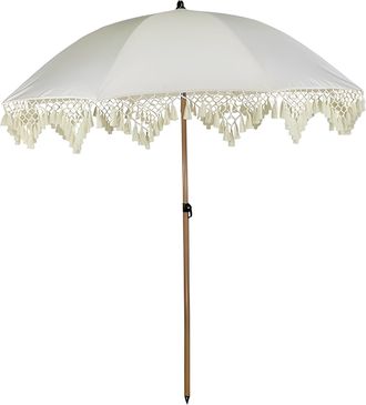 Generic Boho Tilt Sonnenschirm mit Fransen, 200cm Tragbarer UV-Schutz Sonnenschirm mit Quasten, für Terrasse, Garten, Pool