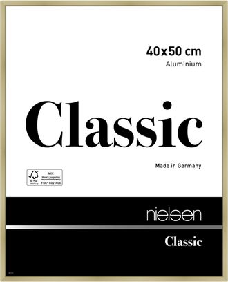 Nielsen Design Bilderrahmen, 40 x 50 cm, Aluminium, Gold matt, Posterrahmen zum Aufhängen im Hoch- & Querformat, Echtglas, Classic
