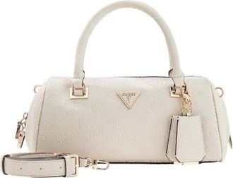 Guess sac &agrave; main sac &agrave; &eacute;paule bandouli&egrave;re Cresidia II Box Satchel Cream White Logo &eacute;cru