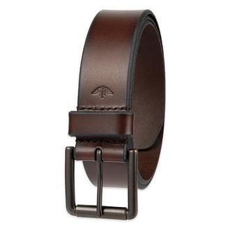 Dockers Mens Leather Belt with Prong Buckle, Brown,32