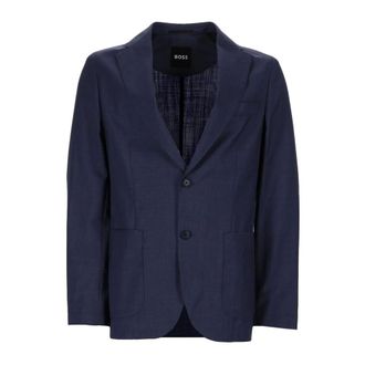 HUGO BOSS Veste de costume coupe ajust&eacute;e en AirWool lavable - Homme - Vestes - Bleu - Taille: M
