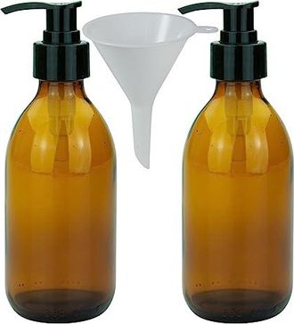 mikken Art 2er Set Seifenspender Glas Braun 250 ml - Nachfüllbare Lotionspender & Pumpflaschen BPA-frei, für Seife, Desinfektionsmittel, Spülmittel, Shampoo inkl