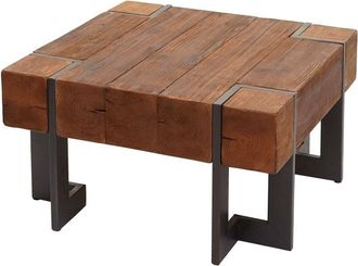 Hhg Neuwertig] Couchtisch HHG 887, Wohnzimmertisch, Tanne Holz rustikal massiv MVG-zertifiziert braun 70x70cm
