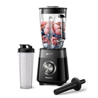 Philips Blender Series 5000 - Puissance 1200W, Bol verre, Capacité totale de 2L, 3 vitesses + Pulse, Gourde incluse, Nettoyage facile, Pièces résistantes au l