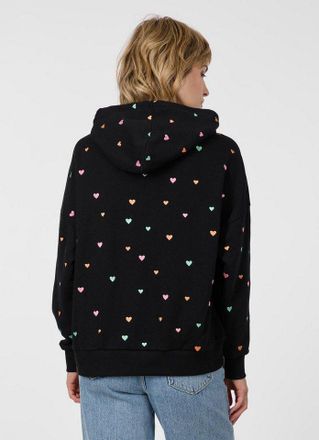 Ragwear Kapuzensweatshirt PIRITA HEARTS mit seitlichen Eingrifftaschen und bunter allover Herzchenstickerei