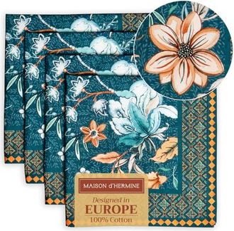 Maison d'Hermine Lot de 4 serviettes de table décoratives 100 % coton - Lavables - Pour dîner, fête prénatale, Luxury Loft - Printemps/été (45 cm x 45 cm)