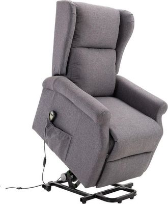 HOMCOM Homcom - Fauteuil de relaxation électrique fauteuil releveur inclinable avec repose-pied ajustable lin gris chiné