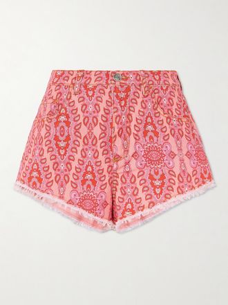 Etro Short En Jean &Agrave; Imprim&eacute; Cachemire Effil&eacute; - Rose