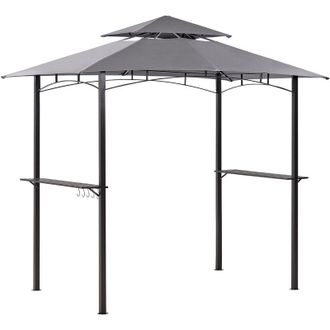 Beliani Beliani - Tonnelle de Jardin Grise en Acier et Polyester 240 x 148 cm Pavillon Rectangle Naro