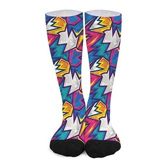 Generic Motif G&eacute;om&eacute;trique Abstrait Color&eacute; Femme Homme Chaussette De Travail Durabilit&eacute; Socquette D&Eacute;quipage Chaudes Chaussettes De Tennis Pour Marche Voyager I