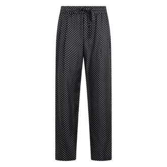 Dolce & Gabbana Seidenhose mit Polka-Dot-Muster - - Trousers - Herren - Schwarzk - L