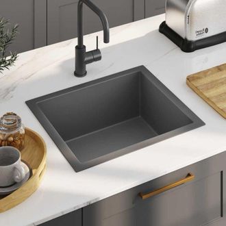 vidaXL Handgemachte Einbausp&uuml;le Schwarz Edelstahl Vidaxl