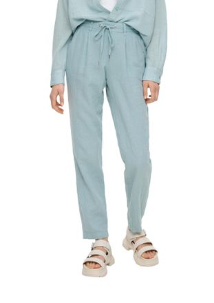 QS by s.Oliver Damen 2143789 Hose lang Leinenmix, t&uuml;rkis 6103, 38/30