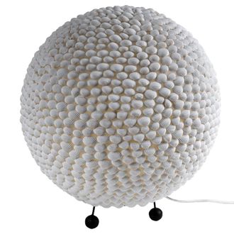 Globo Lighting Tischleuchte Kugellampe Tischlampe Muschel wei&szlig; Wohnzimmerleuchte Beistellleuchte, Metall, 1x LED 7W 560Lm warmwei&szlig;, DxH 37x41 cm