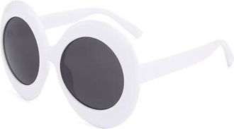 Generic Lunettes De Soleil Rondes À Grande Monture For Hommes Plage For For Les Déplacements En Plein Air(White)