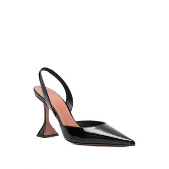 Amina Muaddi Sculptural Pyramid Heel Slingback Pump - Black