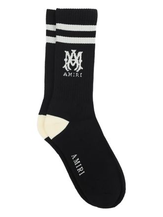 Amiri Gestreifte Socken mit Logo - Schwarz