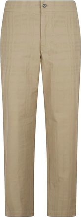 Burberry Homme, Pantalons, Beige, Taille: XL Pantalon en coton &agrave; carreaux textur&eacute;s
