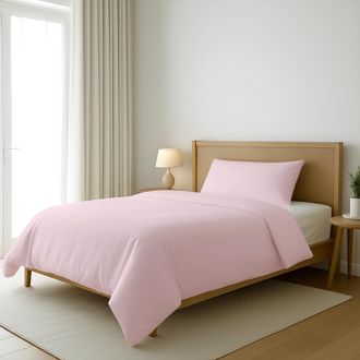 Pizuna 600 Fadenzahl aus Baumwolle Bettw&auml;sche Hellrosa, 100% Langstaple Baumwolle Bettbezug und Kissenbezug, 100% Baumwolle Mako Satin 2-Teilig Bettw&auml;scheset