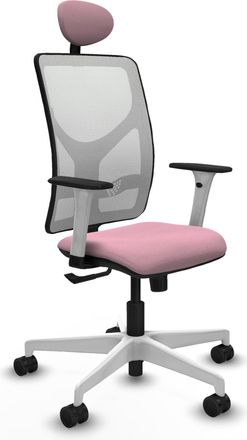 Piqueras y Crespo Schreibtischstuhl in Wei&szlig; und Rosa, mit wei&szlig;en und schwarzen Armlehnen, h&ouml;henverstellbare Lendenwirbelst&uuml;tze und festes Kopfteil, Wei&szlig;/Rosa