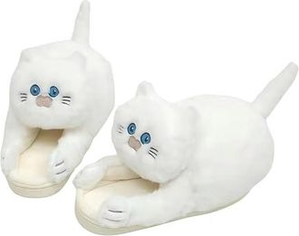 Generic Femme Chaussons De Maison en Peluche Chat Mignonnes Pantoufles dInt&eacute;rieur Douces Chaudes Confortables Semelle Plate Antid&eacute;rapantes L&eacute;ger Slippers Hive