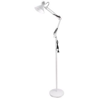 Trade Shop Lampadaire Lampe De Sol Bras R&eacute;glable Lampe De Lecture En M&eacute;tal E27 D15 Blanc