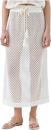 Access Fashion Access Fashion, Femme, Jupes, Blanc, Taille: 38 FR Longuette Openwork Knit Skirt