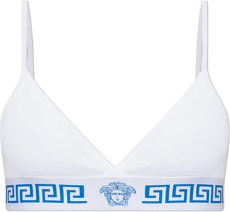 Versace Femme, Sous-v&ecirc;tements, Blanc, Taille: 46 FR Bralette en jersey de coton c&ocirc;tel&eacute;