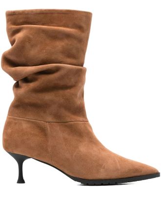 Fratelli Russo Halbhohe Stiefel mit Raffungen - Braun