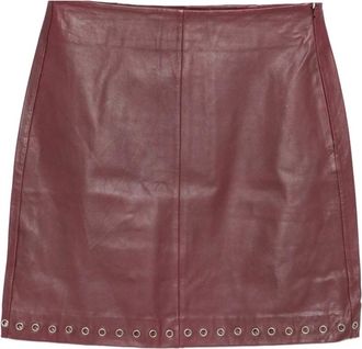 Gimaguas Femme, Jupes, Rouge, Taille: 38 FR Panelled Leather Skirt