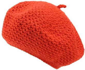 Generic B&eacute;ret classique pour femme - Bonnet dhiver en tricot avec col renard - &Eacute;pais et chaud - Solide - Pour homme, Orange, M