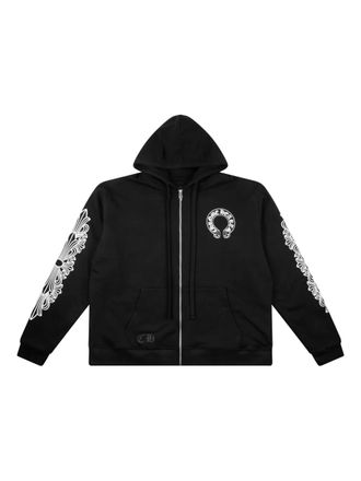 Chrome Hearts hoodie imprim&eacute; &agrave; fermeture zipp&eacute;e - Noir