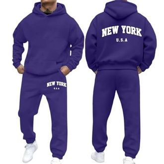 Generic Tenue dautomne 2 pi&egrave;ces pour homme avec capuche graphique - Ensemble de surv&ecirc;tement &agrave; capuche et pantalon de surv&ecirc;tement pour homme - V&ecirc;tements de d&eacute;t