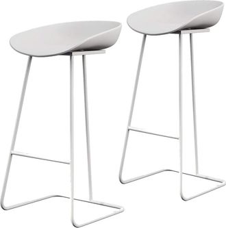 Generic Barhocker-Set (2Er-Set), Hohe Hocker mit Wei&szlig;en Metallbeinen und Sitzfl&auml;che Aus Pp-Kunststoff, H&ouml;he 65/70/75 cm (25,5/27,5/29,5 Zoll) f&uuml;r Caf&eacute;s, K&uuml;che