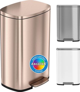 Itouchless SoftStep, halbrunder Trittabfalleimer f&uuml;r die K&uuml;che (50 L Fassungsverm&ouml;gen), mit AbsorbX-Geruchsfiltersystem, f&uuml;r das Zuhause und das B&uuml;ro, schlie&szlig;t u