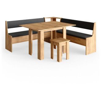 Vicco Groupe de banquettes dangle Roman, Ch&ecirc;ne de force dor&eacute;, 180 x 41.5 cm avec table, Vicco