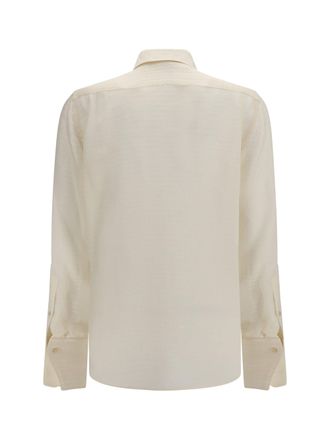 Fendi Womens Jacquard Silk Shirt Avorio